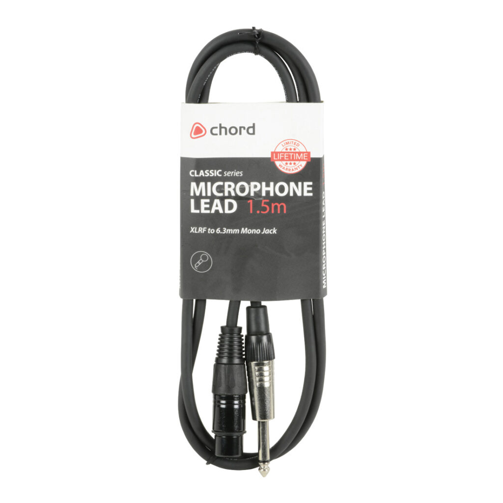 Chord Classic Microphone Lead XLR to 6.3mm Mono Jack Plug - 5ft/1.5m ...
