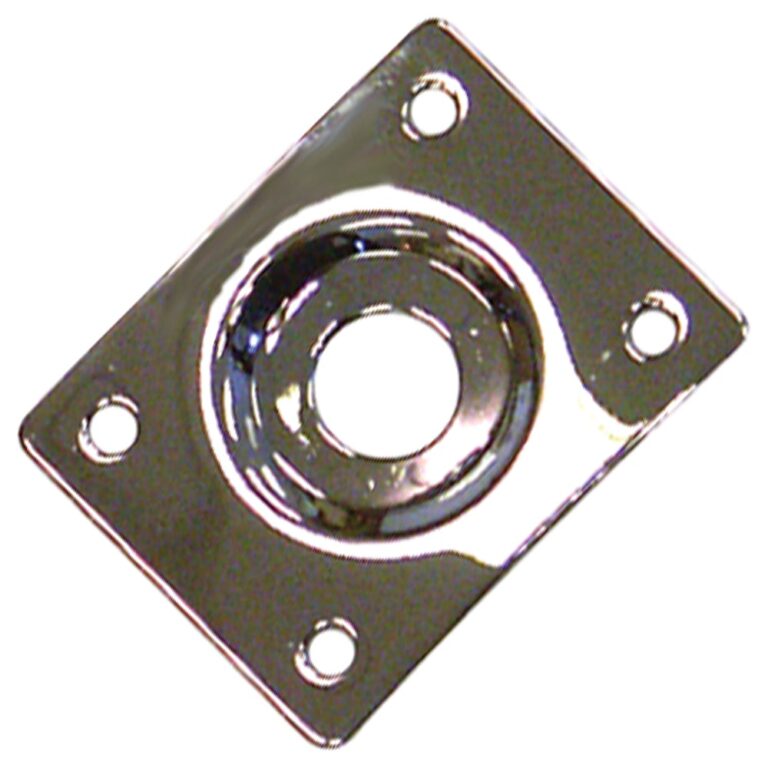 Guitar Tech Square Jack Socket Plate - Chrome - Zebra Muzik